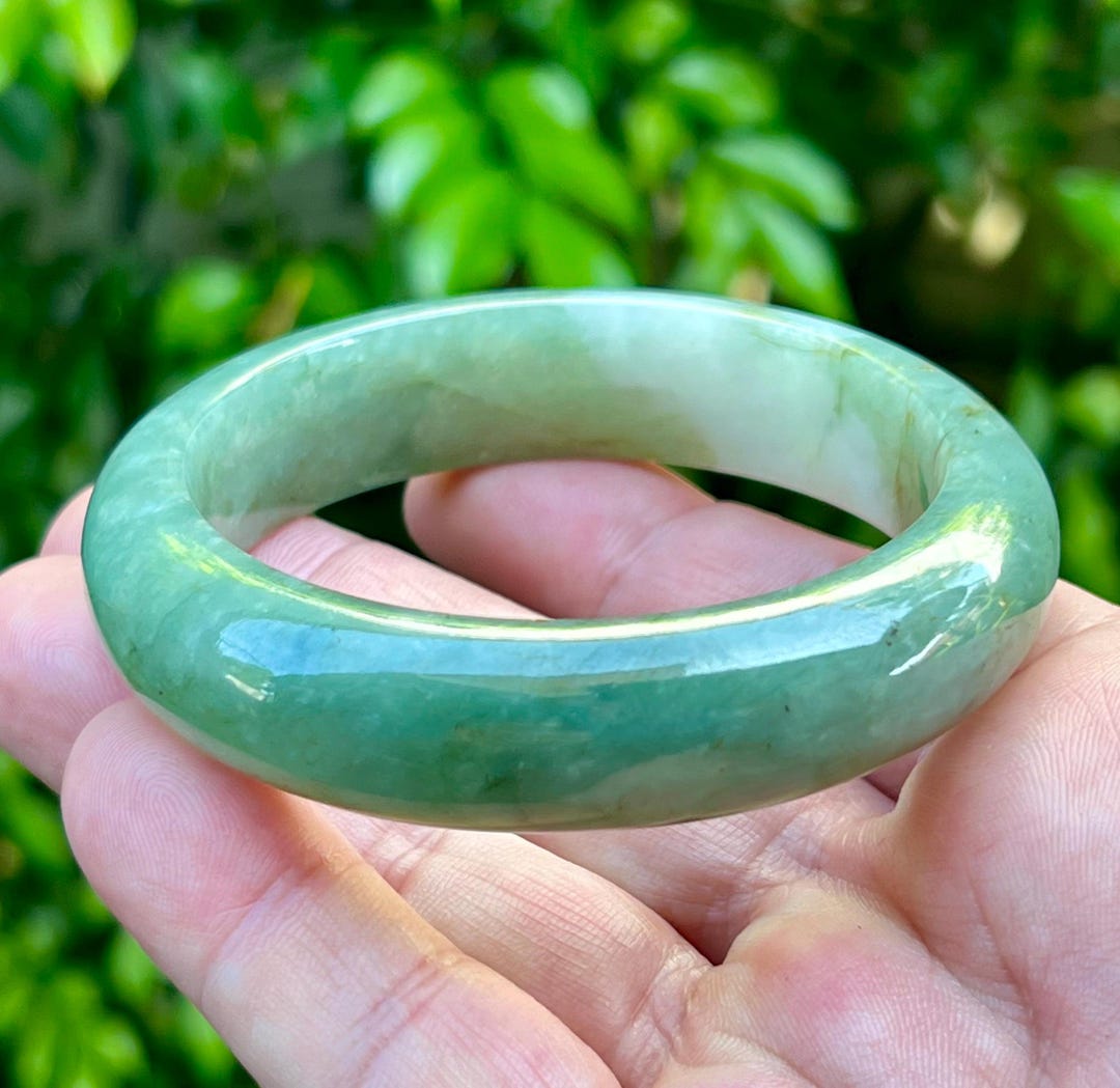 Certified Grade A Burmese Jade Bangle – Icy Apple Green, Imperial Green ...