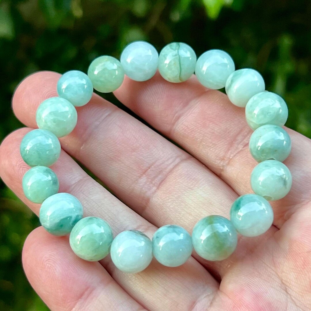 Burmese Jadeite Bracelet, Grade A Jade, Icy Imperial Green, 10.6mm ...