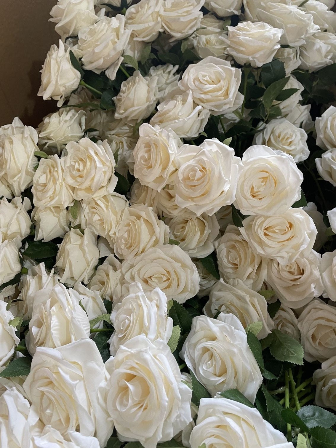 High Quality 10pcs French Ivory Roses Artificial Flowers White Roses ...