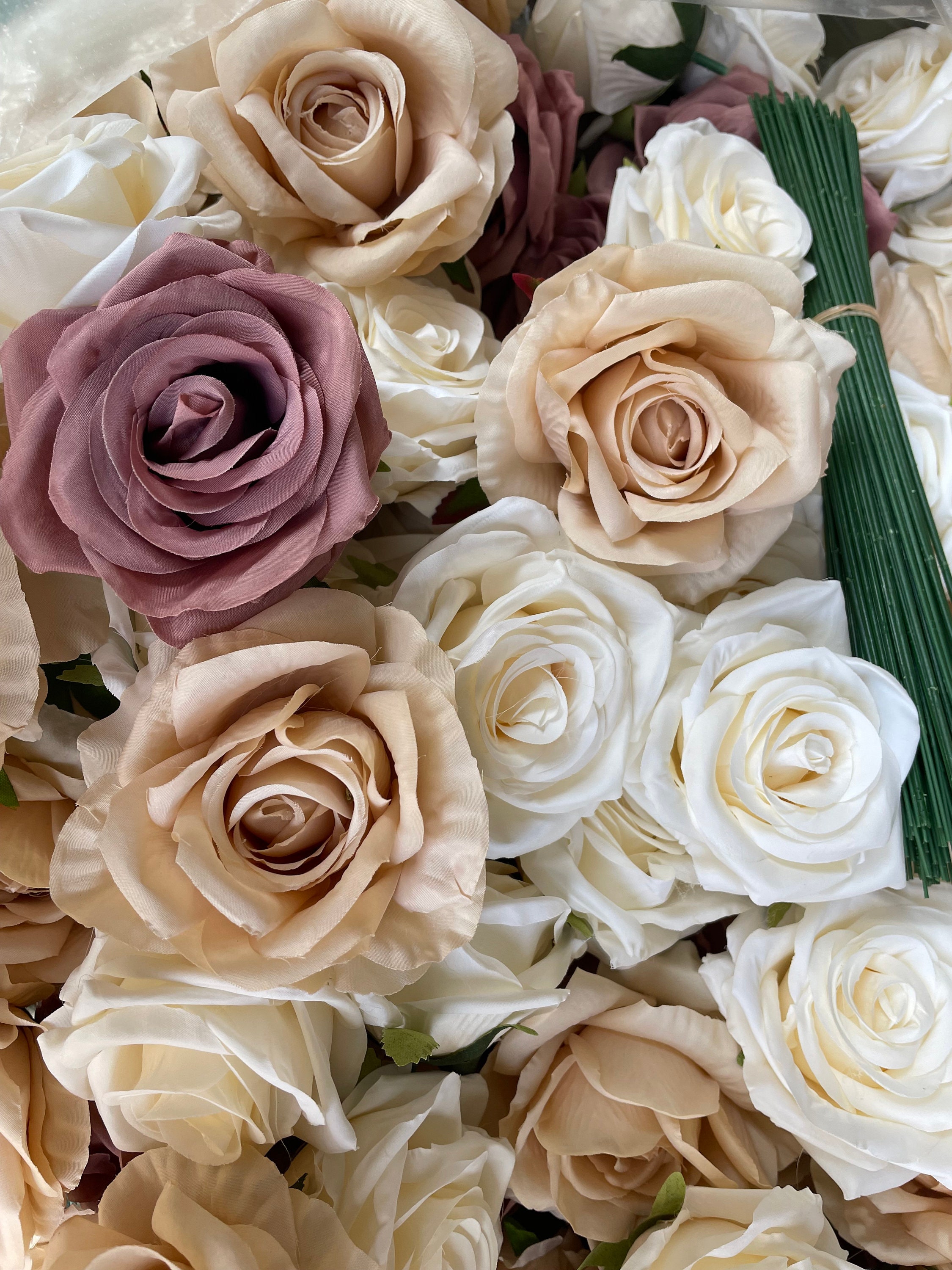 Taupe Flowers Artificial Beige Rose Taupe Wedding Flowers - Etsy