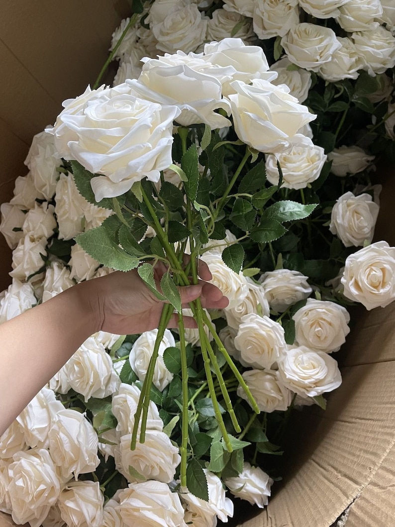 High Quality 10pcs French Ivory Roses Artificial Flowers White - Etsy