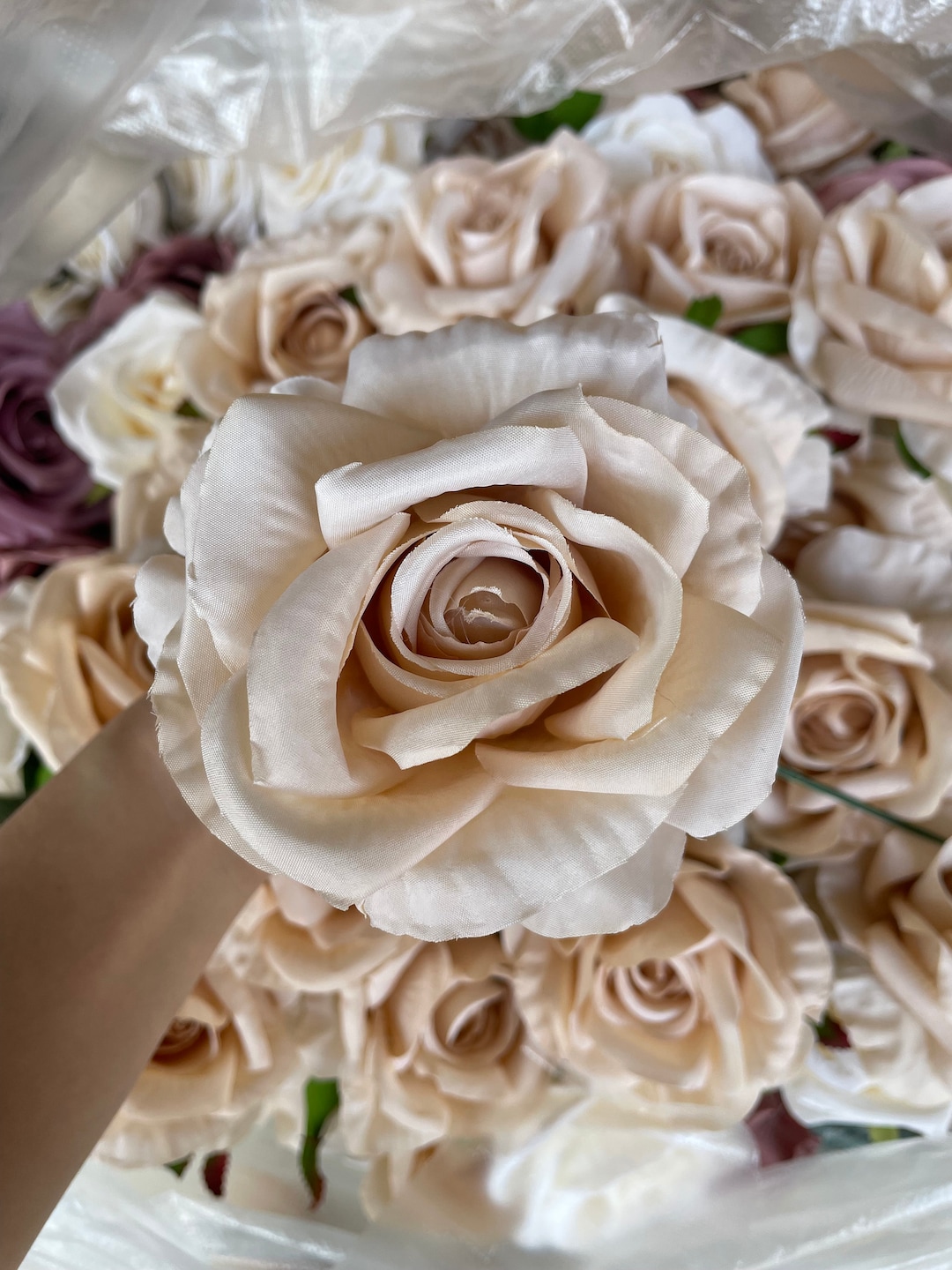 Taupe Flowers Artificial Beige Rose Taupe Wedding Flowers Wholesale ...