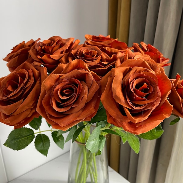 Burnt Orange Rose - Etsy