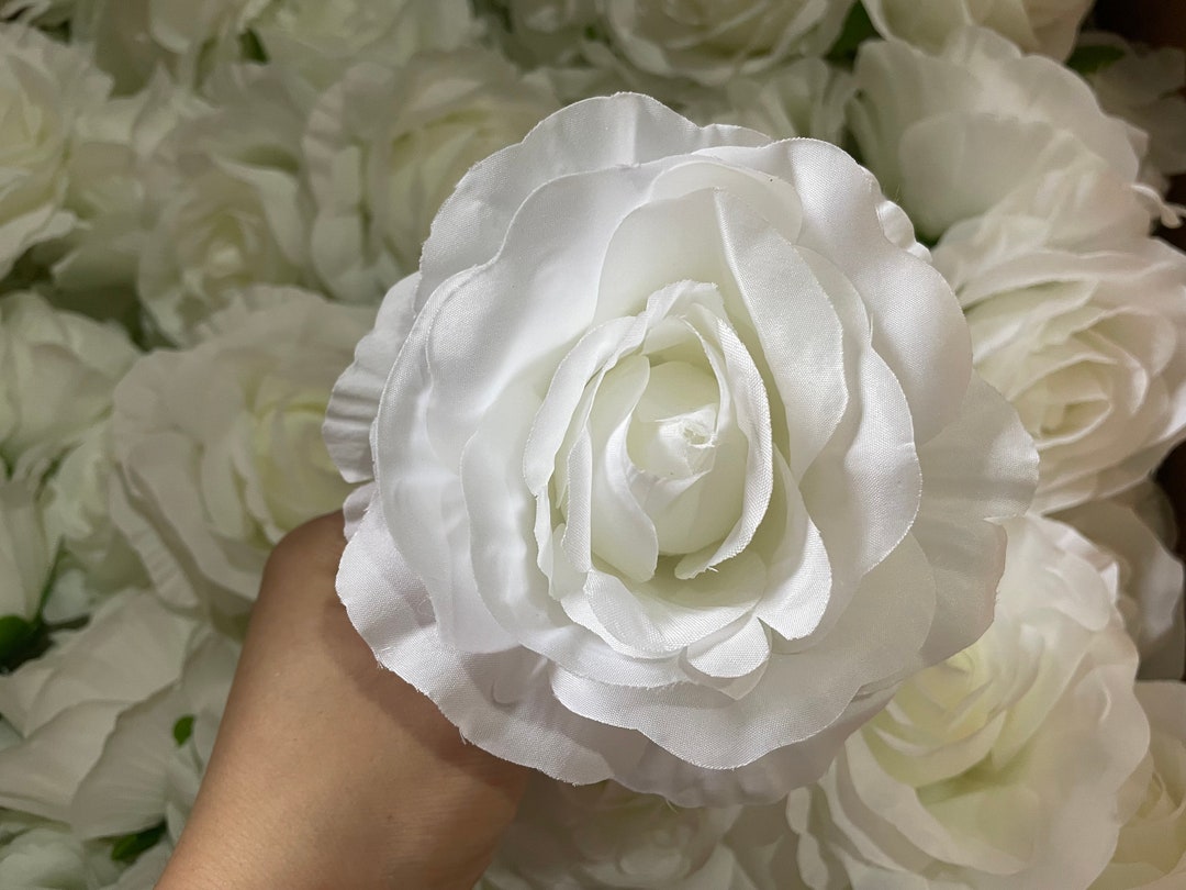 10-100pcs White Roses Fake Flower Heads in Bulk Wholesale Ivory Flowers ...