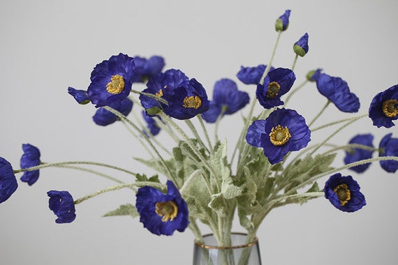 3-12pcs Artificial Corn Poppy Flowers Papaver Coquelicot Stems | Etsy