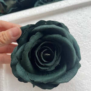 10-50pcs Emerald Green Roses Artificial Velvet Burgundy Rose Thich ...