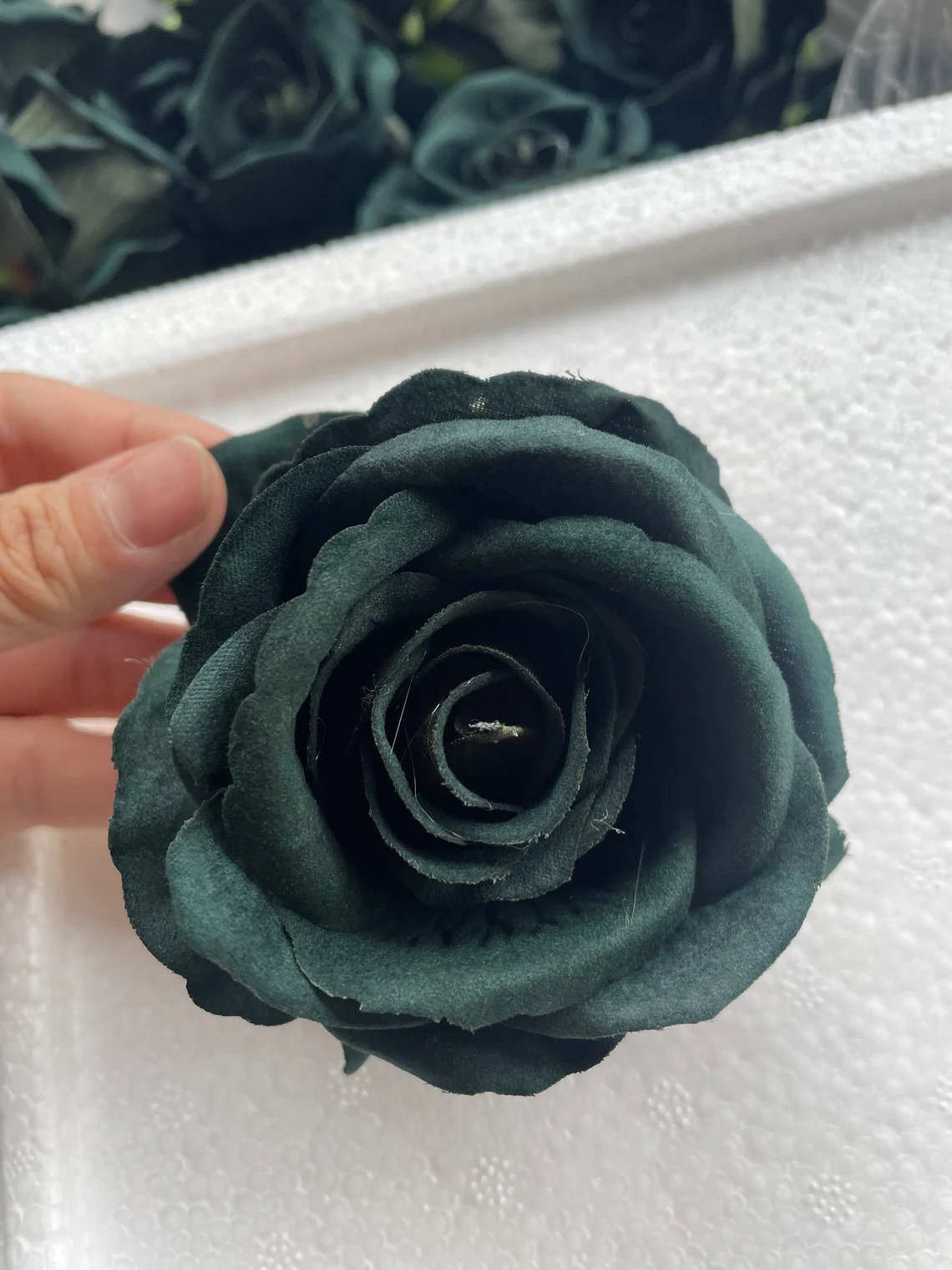 10-50pcs Emerald Green Roses Artificial Velvet Burgundy Rose - Etsy
