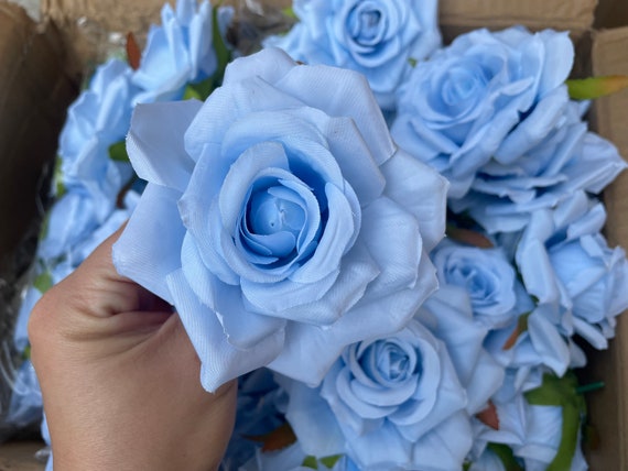 50-100pcs Sky Blue Artificial Roses Silk Flowers High Quality | Etsy