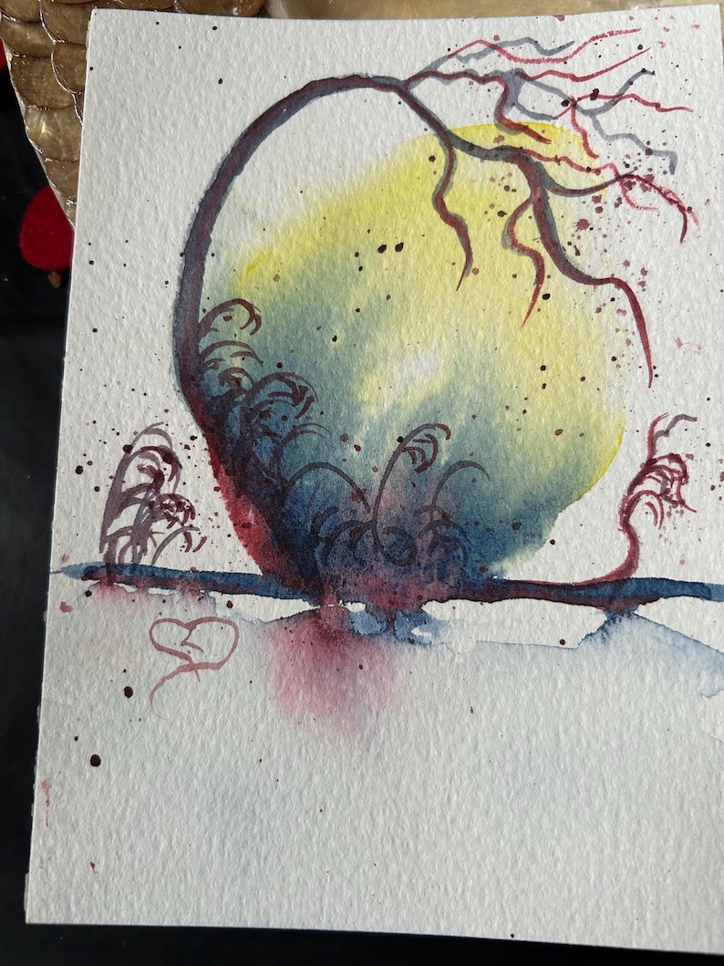 Tree Watercolor Painting Original Hand-painted Impressionistic Soft ...