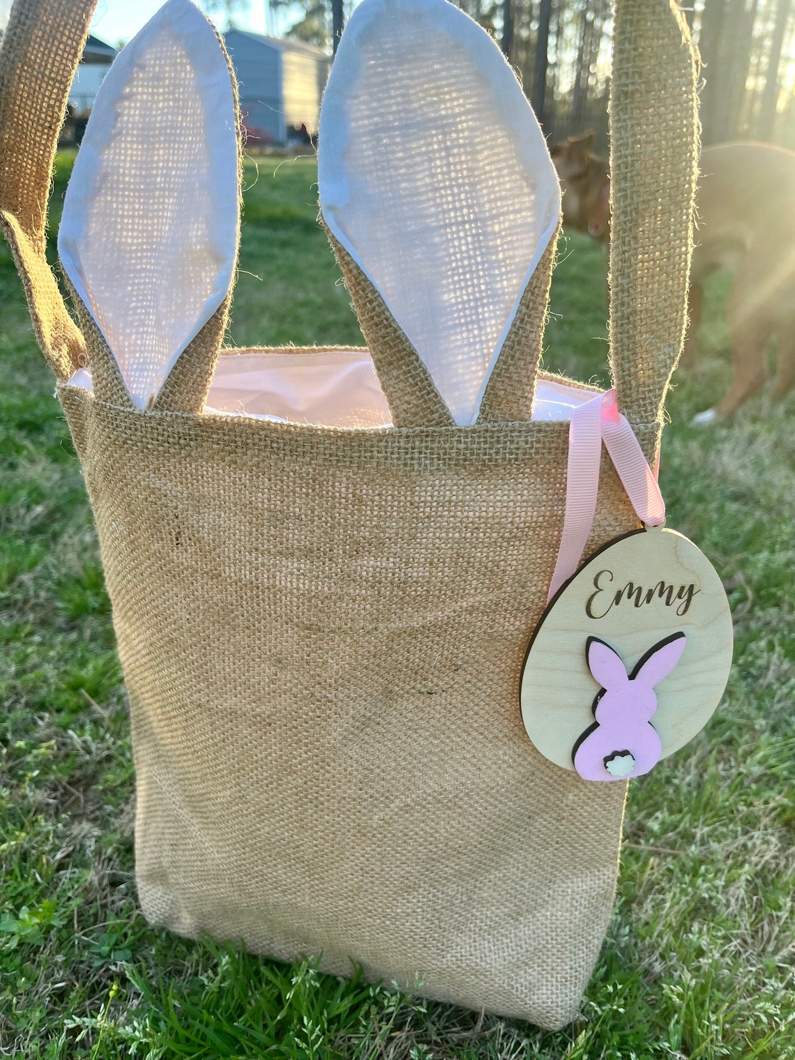 Custom Wooden Easter Bunny Name Tag, Personalized Easter Basket Tag - Etsy