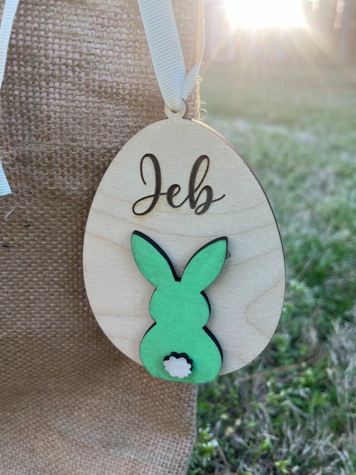 Custom Wooden Easter Bunny Name Tag, Personalized Easter Basket Tag - Etsy