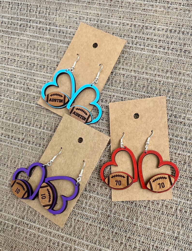 Personalized Football Earrings/football Jersey Number Earrings/sports ...