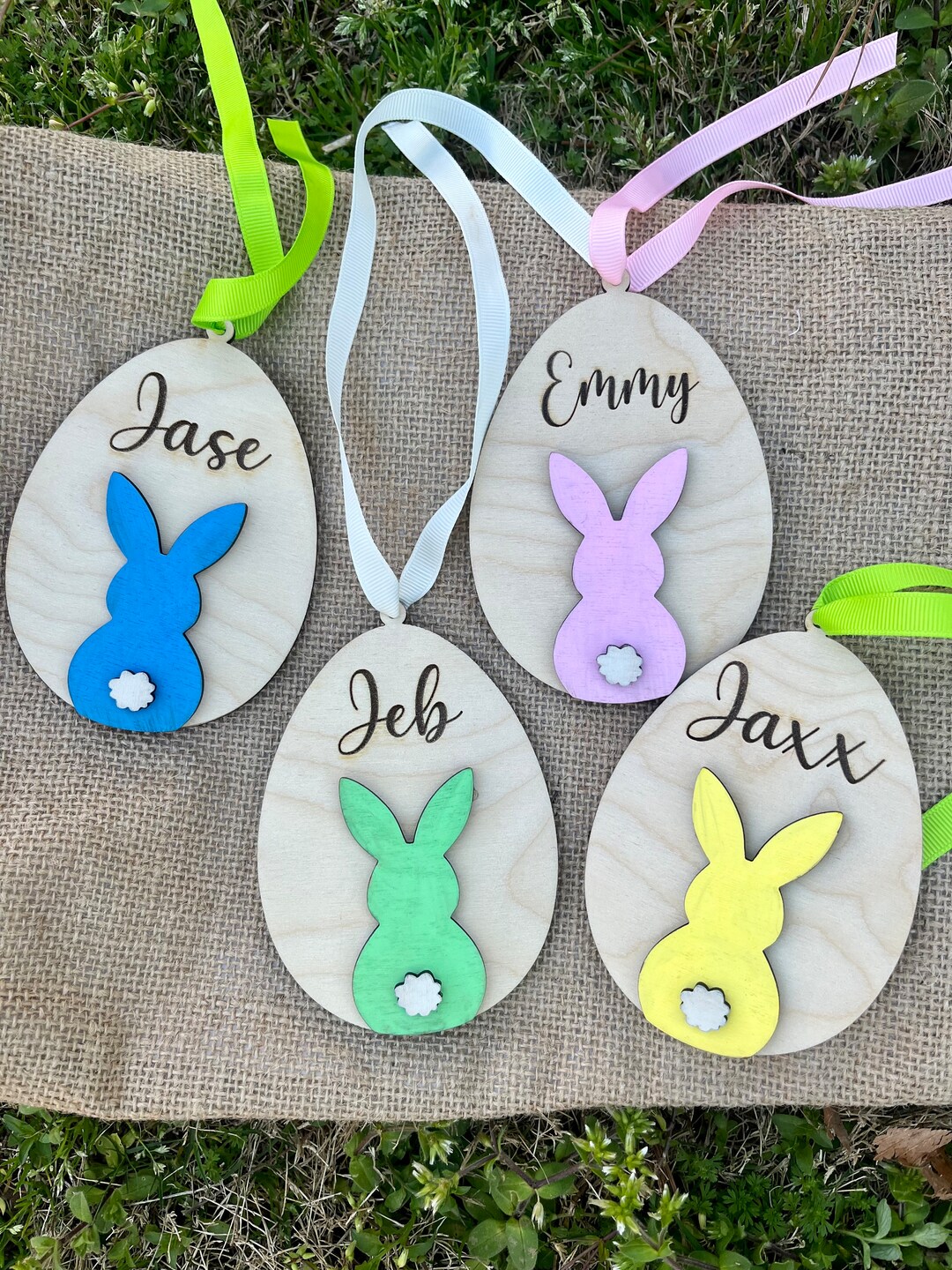 Custom Wooden Easter Bunny Name Tag, Personalized Easter Basket Tag - Etsy