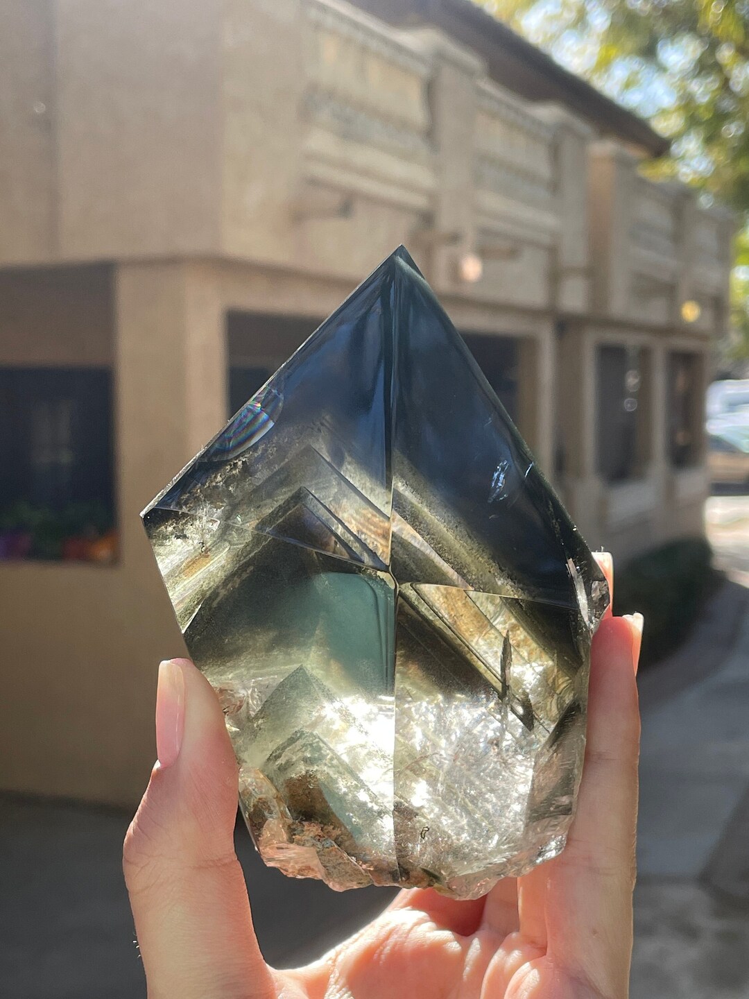 Chloride Quartz With Green Pyramid Phantoms || Large Chlorite Lodalite ...