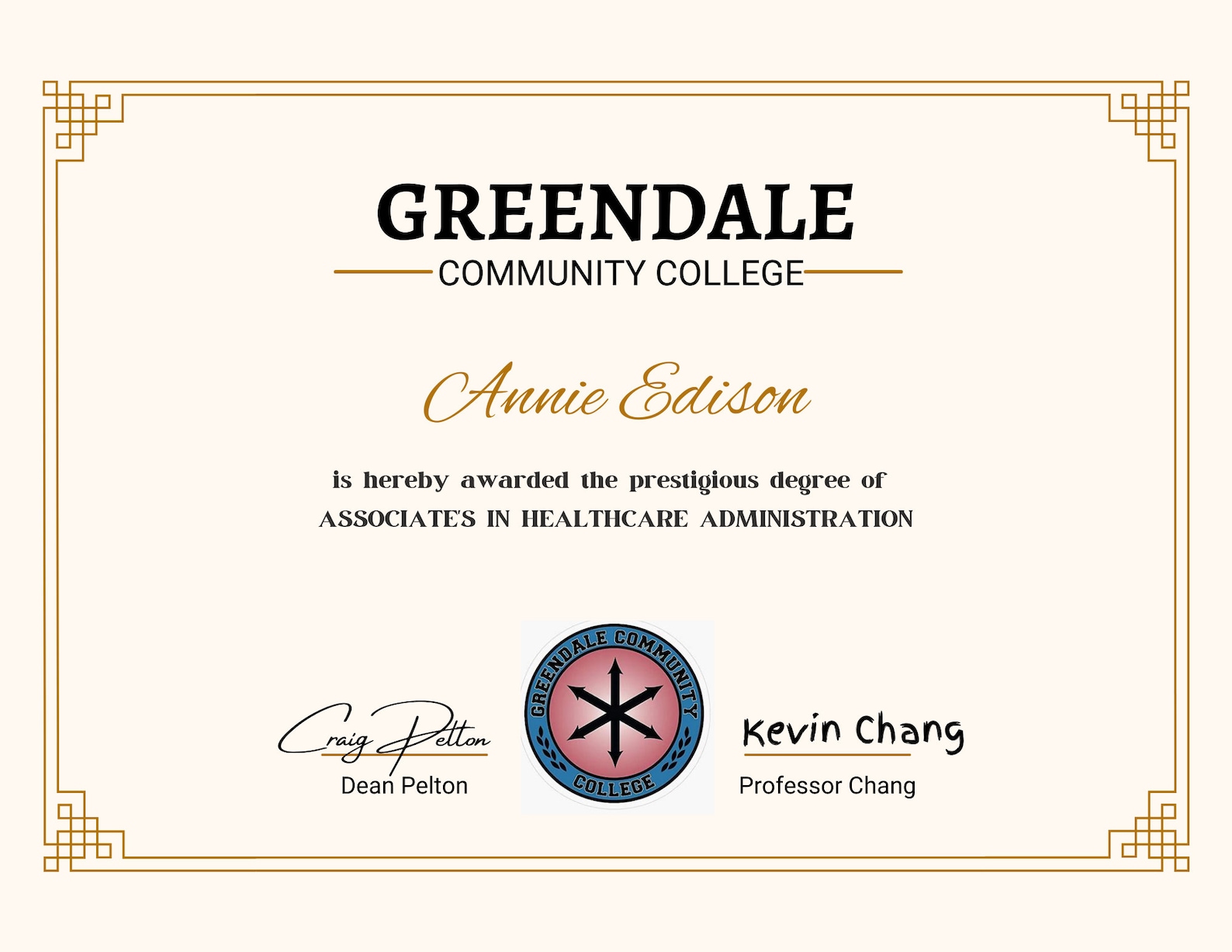Printable Greendale Community College Diploma, Customizable TV Show ...