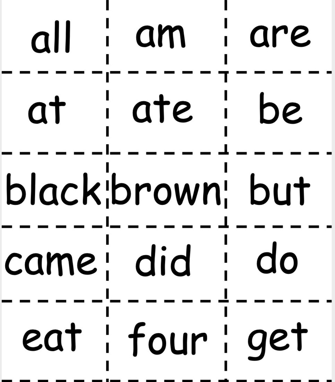 Kindergarten - Printable Dolch Sight Words - Flashcards - Etsy