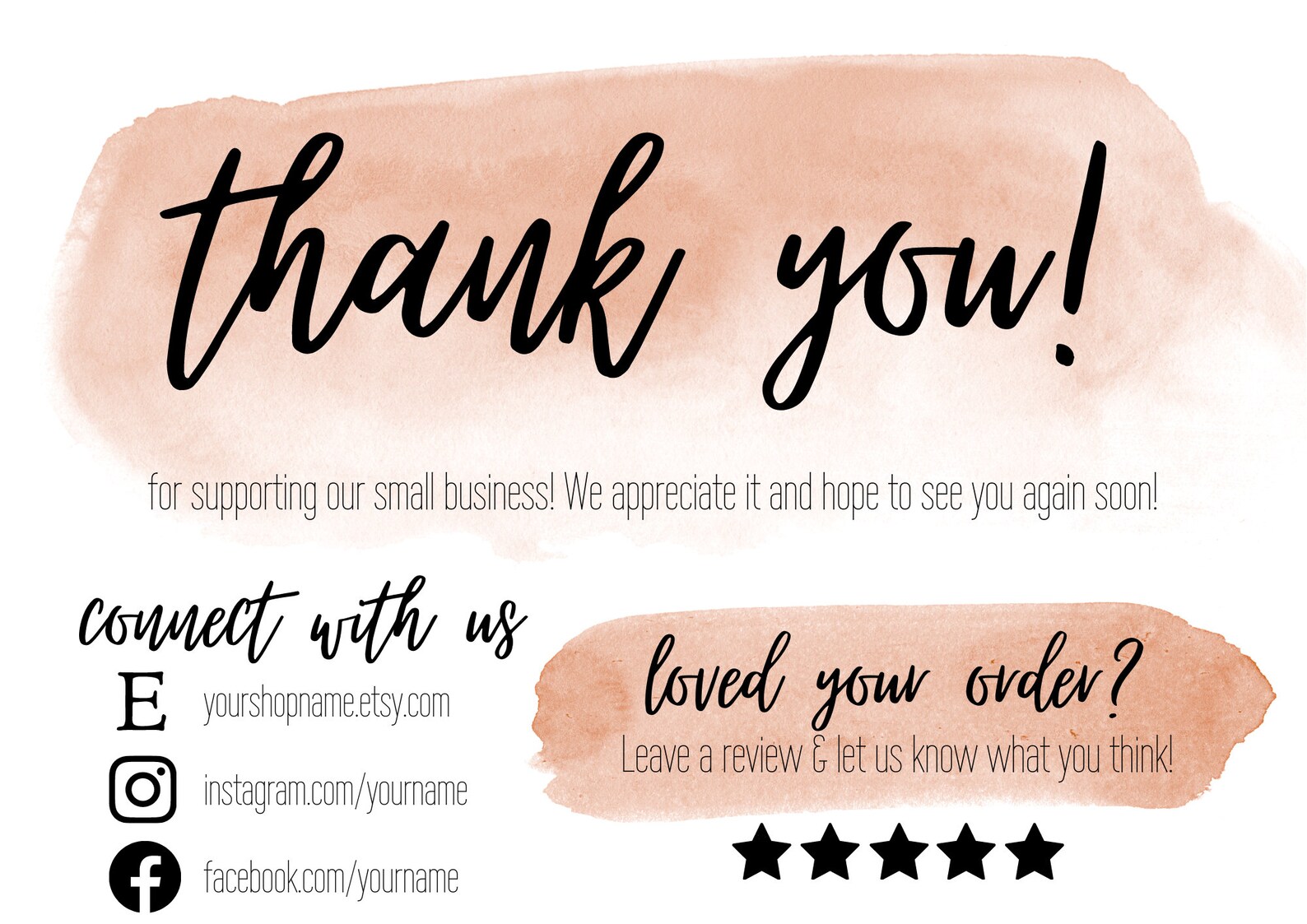 Thank You for Your Order, Etsy Thank You Card, Small Business Thank You ...