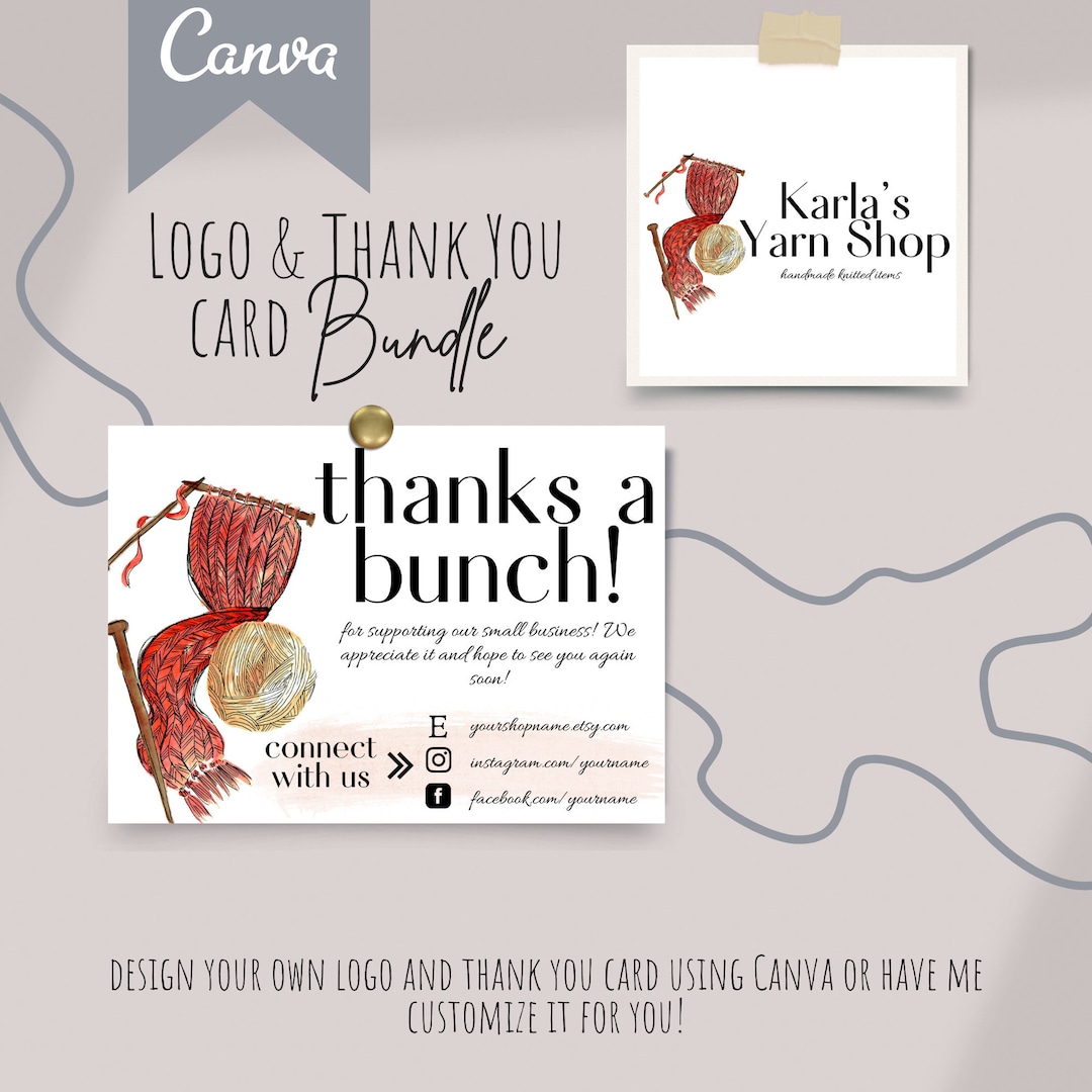 Logo et carte de remerciement, carte de remerciement Etsy, petite ...