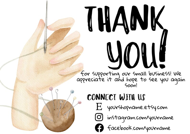 Thank You for Your Order, Etsy Thank You Card, Small Business Thank You, Sewing Thank You, Thank ...