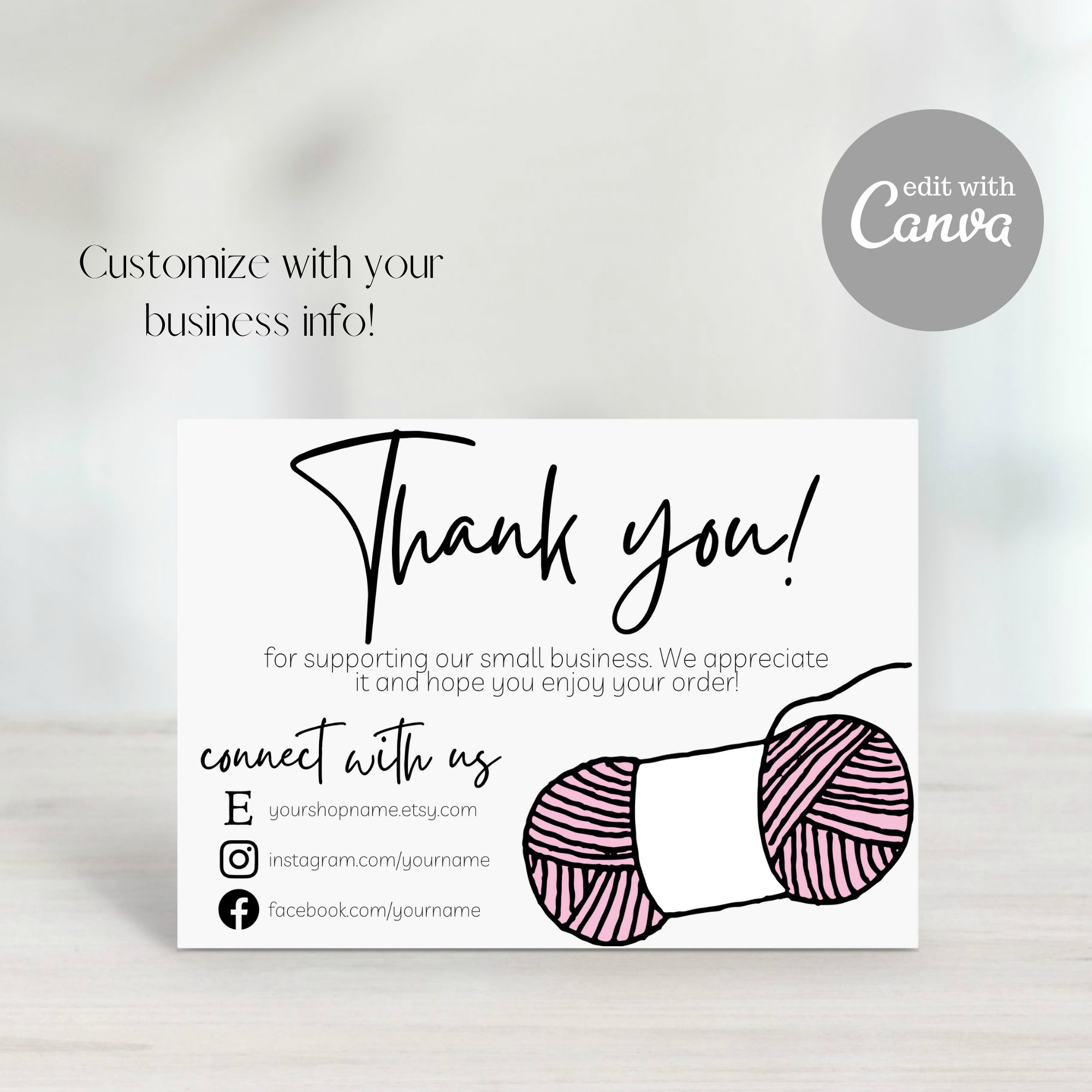 Thank You for Your Order, Etsy Thank You Card, Small Business Thank You, Yarn Thank You, Thank ...