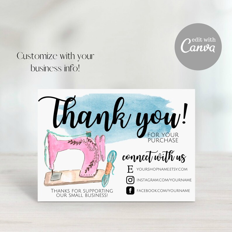 Thank You for Your Order, Etsy Thank You Card, Small Business Thank You,quilting Thank You ...