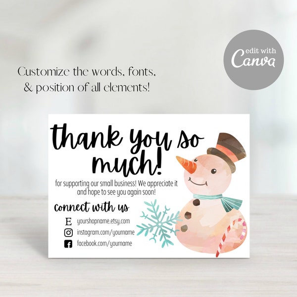 Snowman Thank You - Etsy