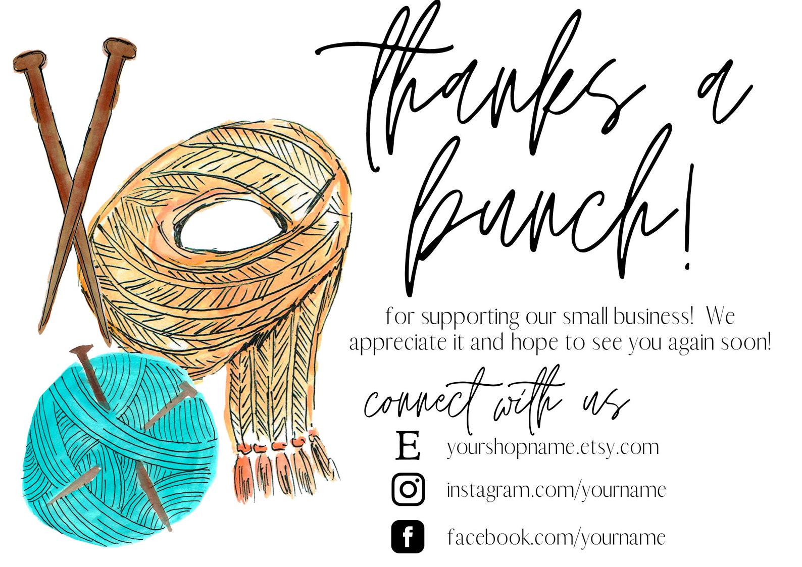 Logo and Thank You Card, Etsy Thank You Card, Small Business Thank You ...