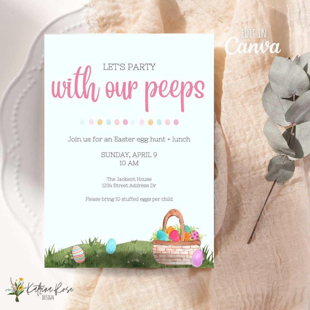 Easter Egg Hunt Invite, Easter Invitation Card, Digital Invitation, Egg ...