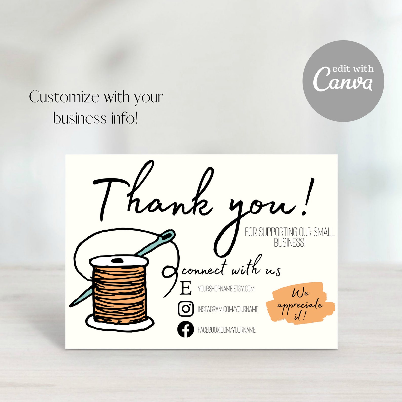 Thank You for Your Order, Etsy Thank You Card, Small Business Thank You ...
