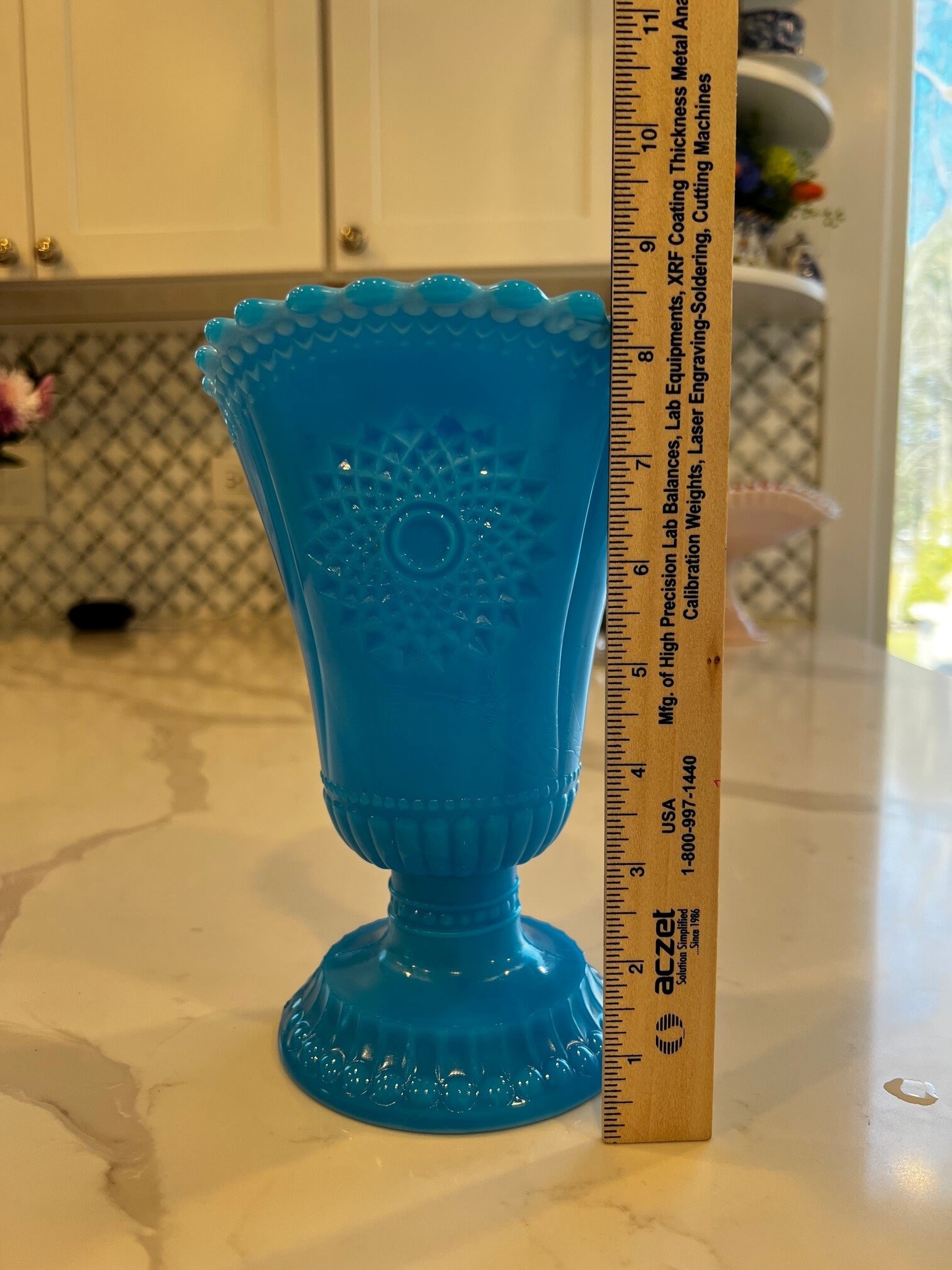 Atterbury Turquoise Milk Glass Vase - Etsy