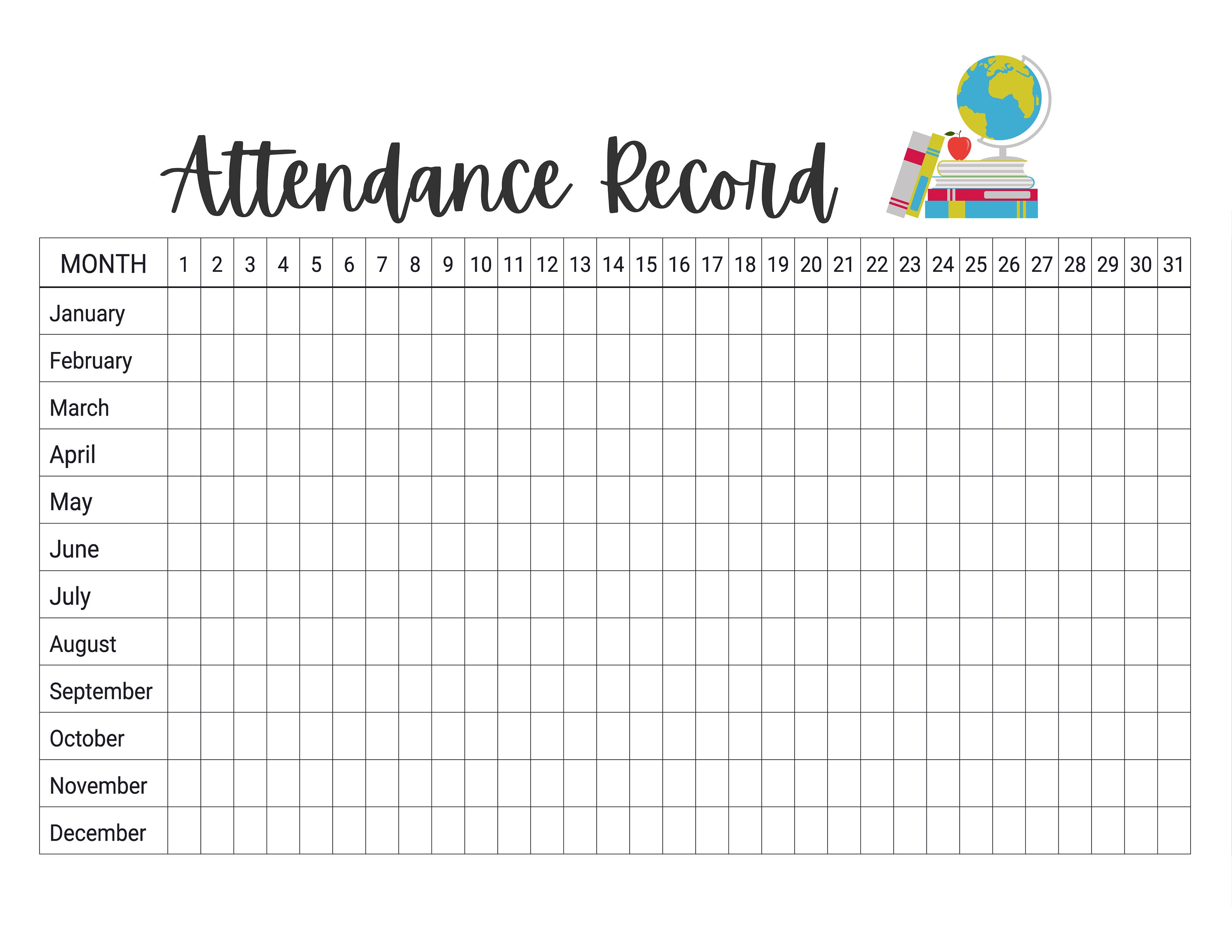 Homeschool Attendance Record Tracker Log Sheet Printable - Etsy