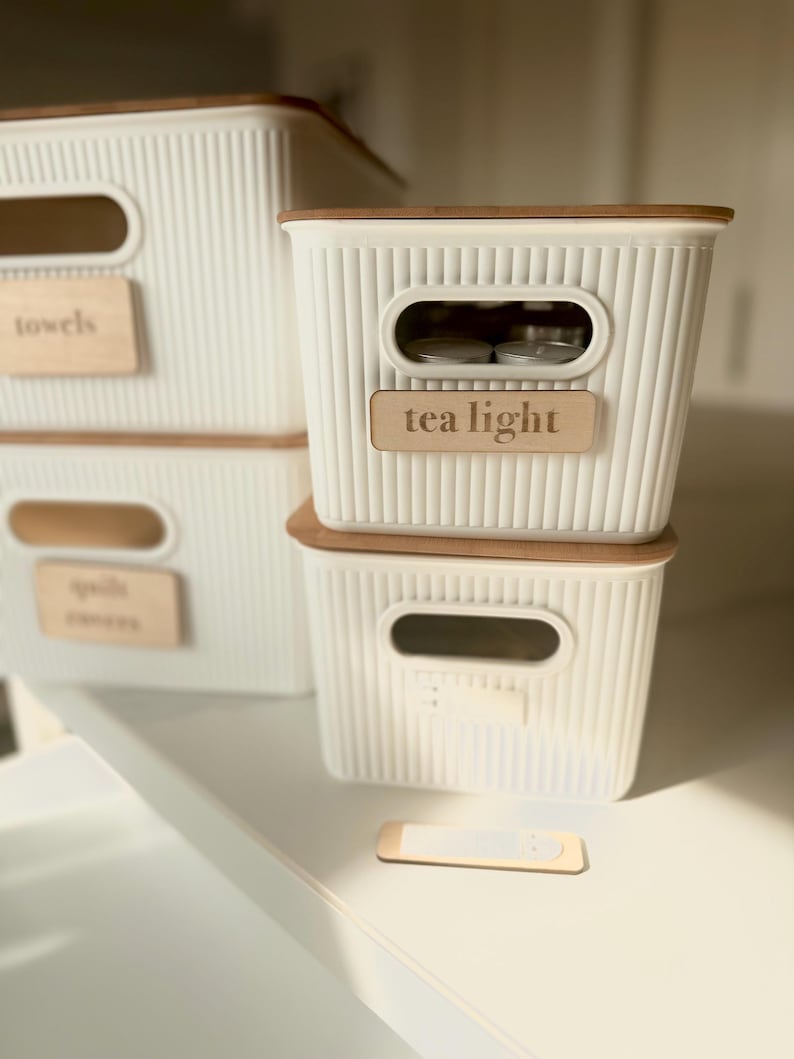 Modern Classic Wooden Labels Extra Small | Customisable and ...
