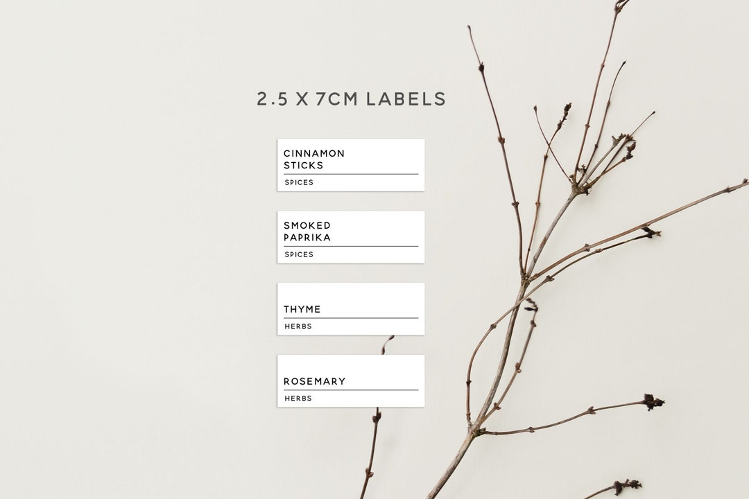 Modern Minimalist Pantry Labels 25x70mm | Basic Sets Customise Your Own ...