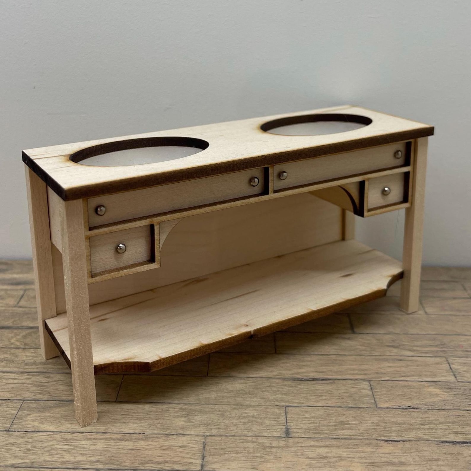 Kat Dollhouse Miniature Double Sink Vanity Kit – 1:12 Scale ...