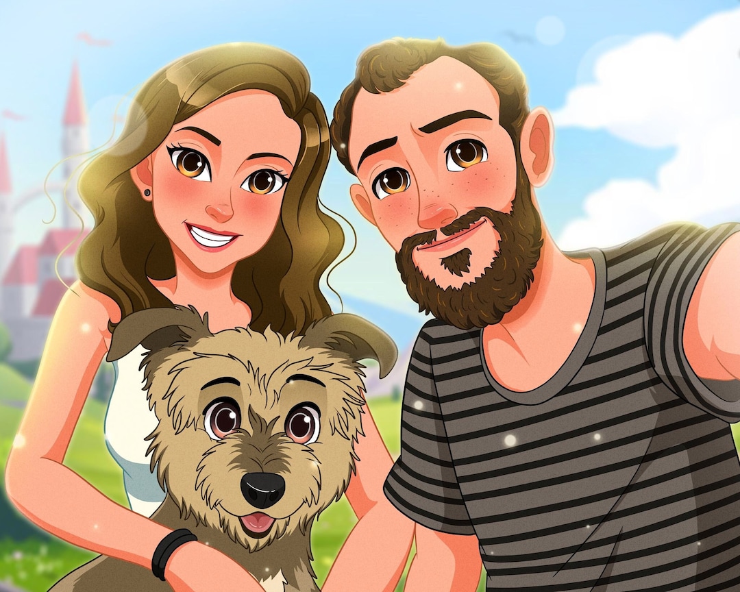 Custom Disney Cartoon Portrait, Family Photo Into Cartoon, Couple ...