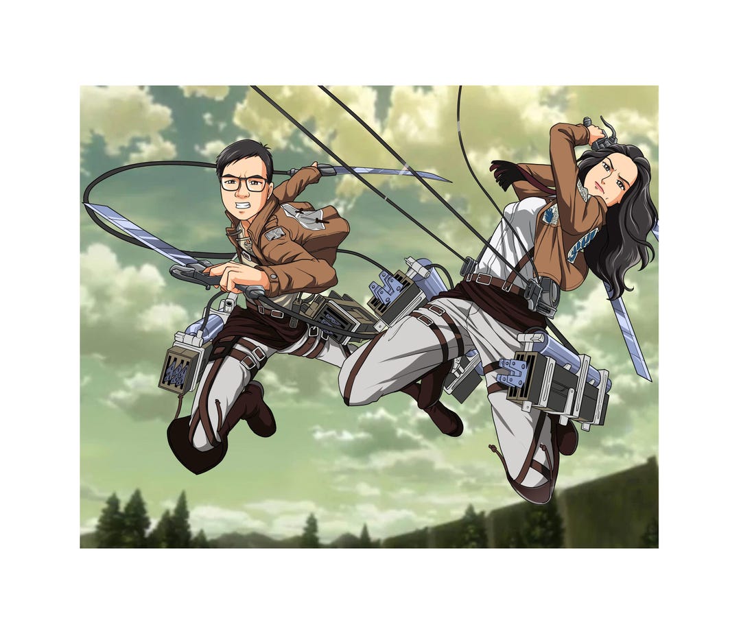 Aot Anime Couple Portrait Custom Family Illustration Couple ...