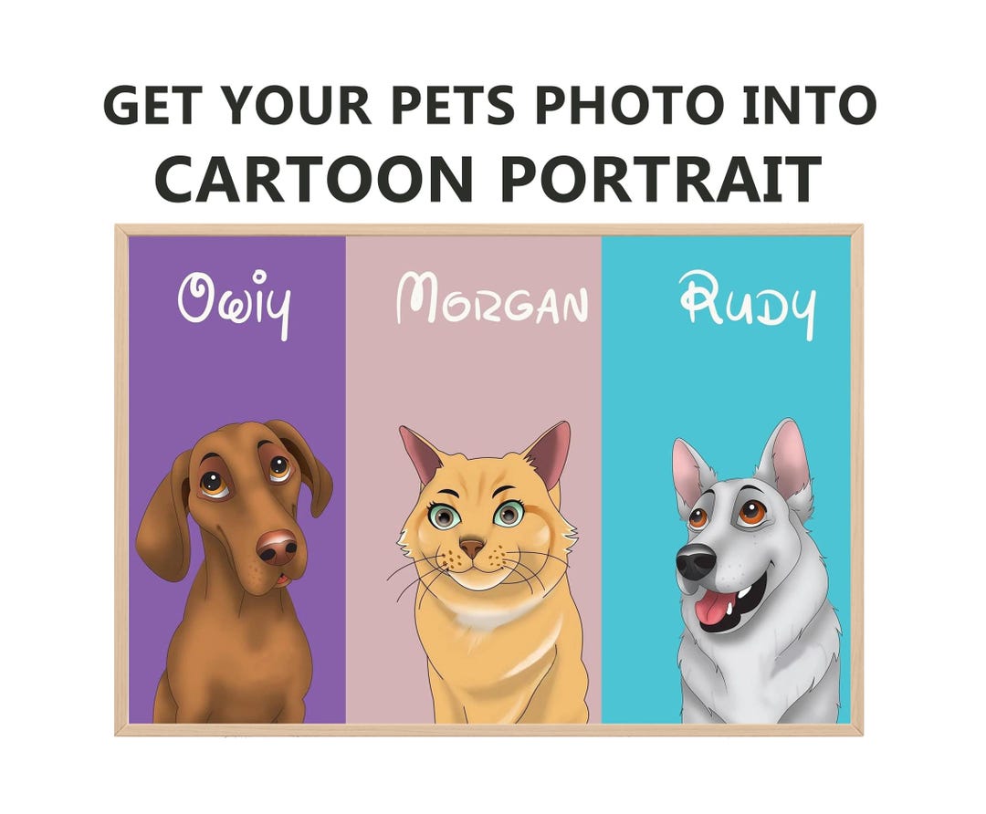 Custom Pet Portraits Using Pet Photo- Personalized Digital Pet ...
