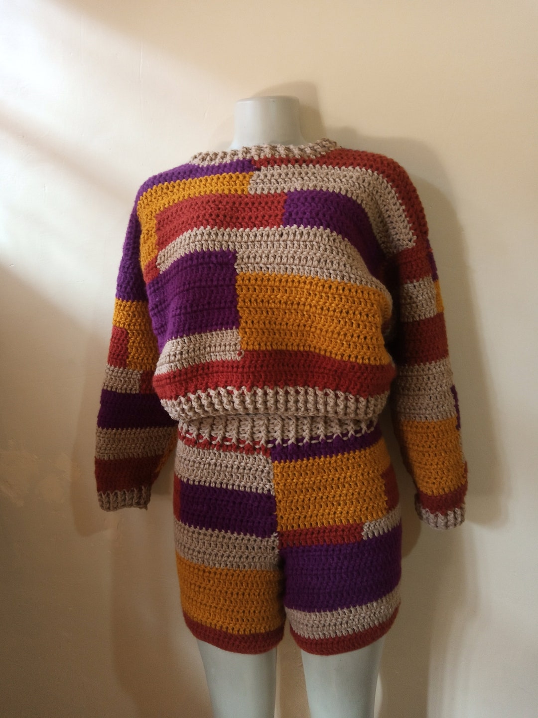 Tetris Crochet Lounge Set, Crochet Sweater Pattern, Crochet Shorts ...