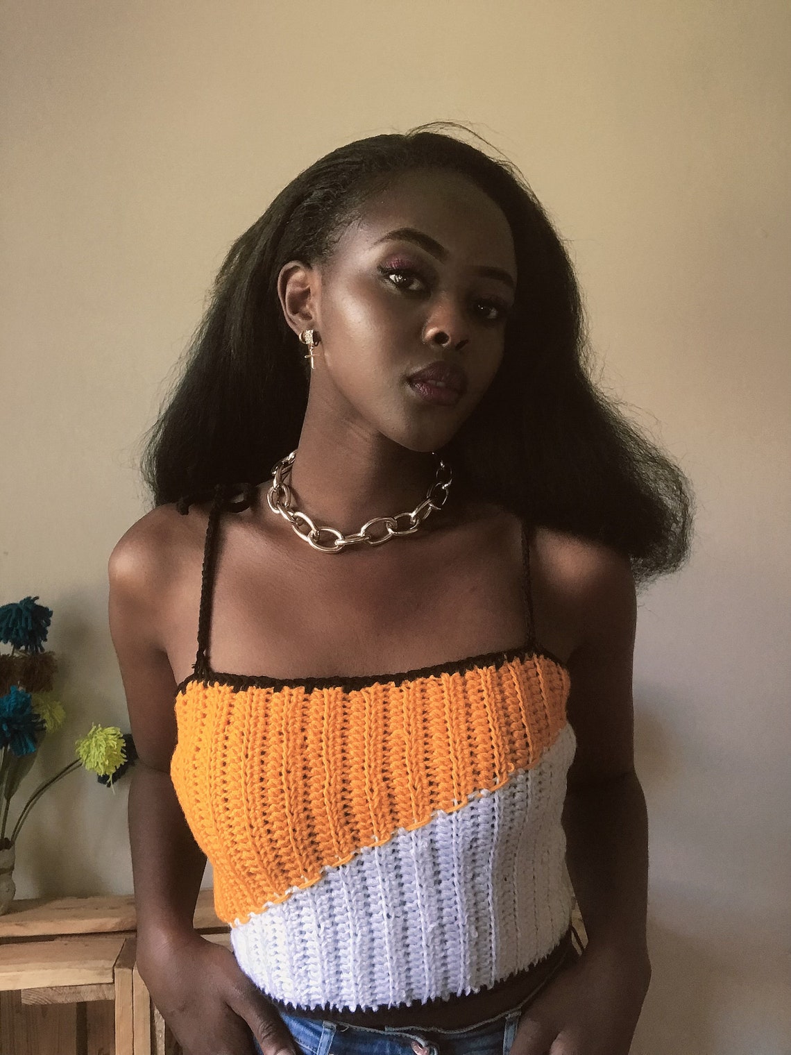 Two Toned Crochet Ribbed Top Crochet Tube Top Crochet | Etsy