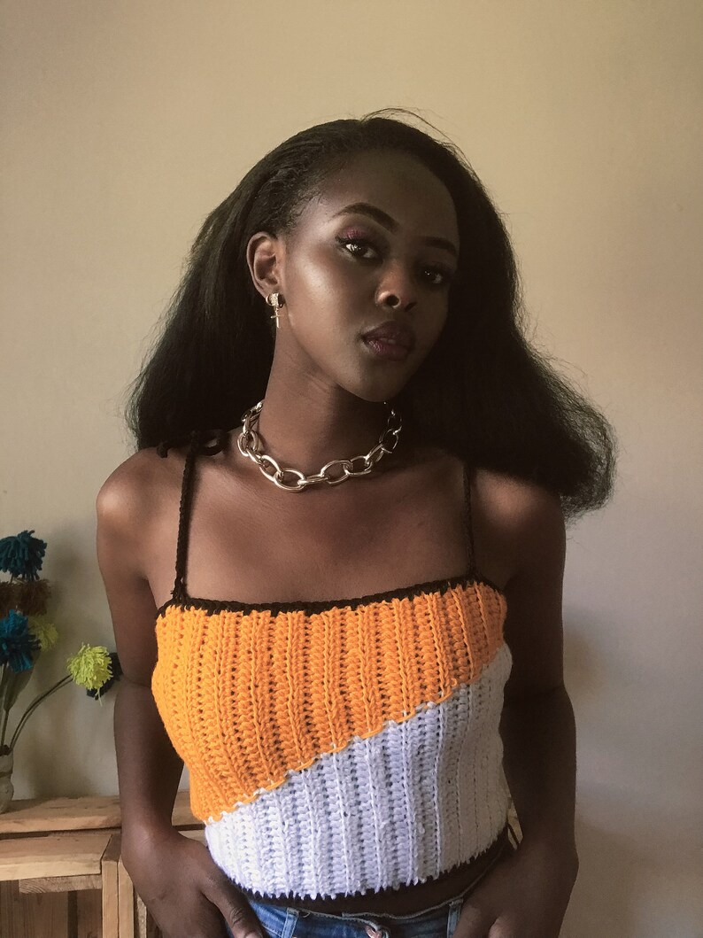 Two Toned Crochet Ribbed Top Crochet Tube Top Crochet - Etsy