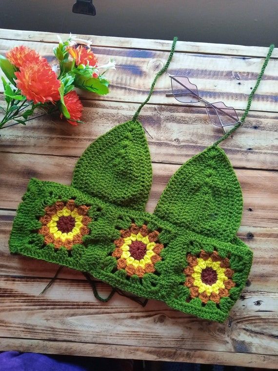 Granny Square Crochet Top Crochet Bralette Pattern Crochet - Etsy