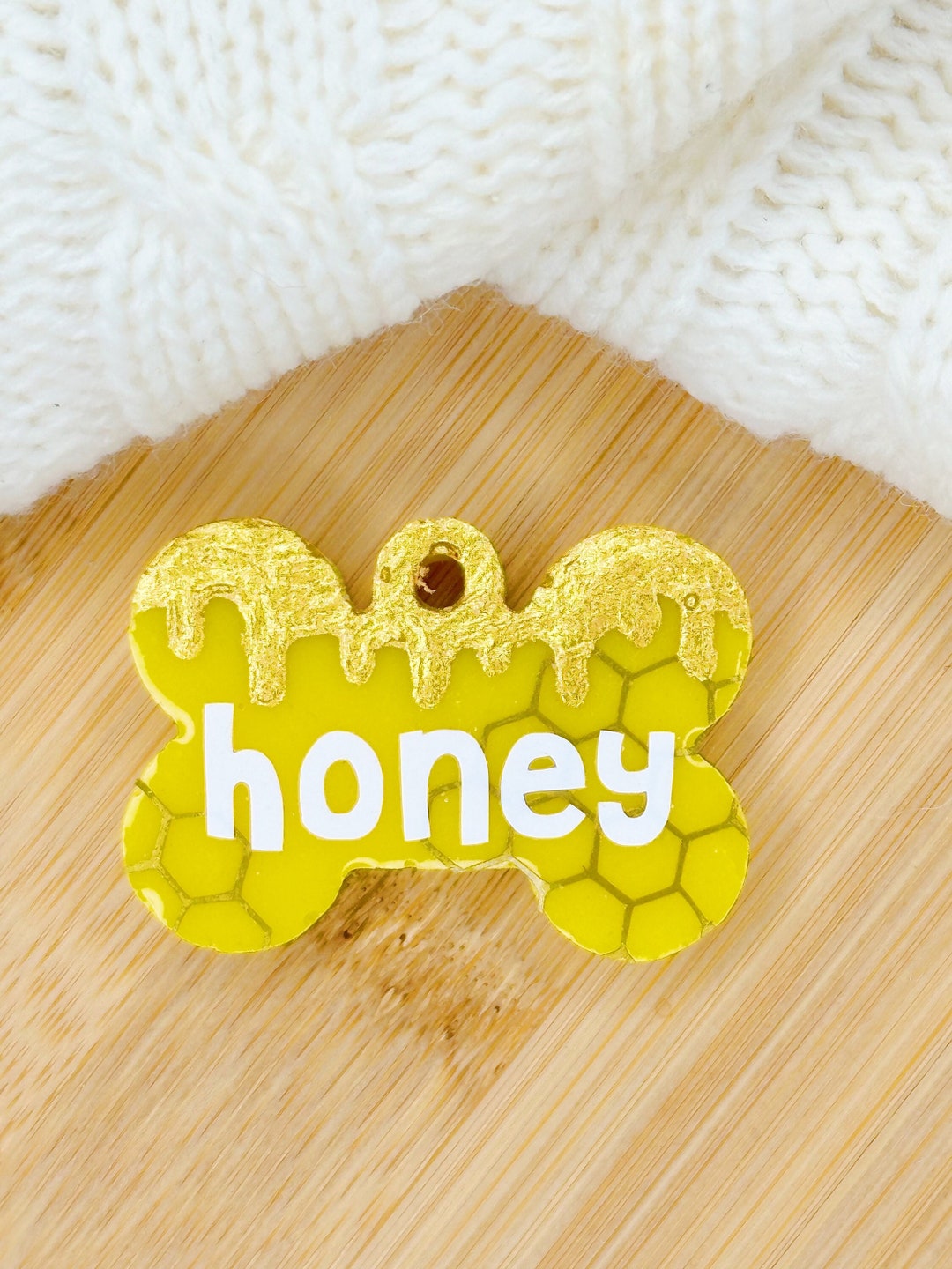 Honey Resin Dog Tag, Pet Name Tag, Dog Tag Custom, Honeycomb Pet ID ...