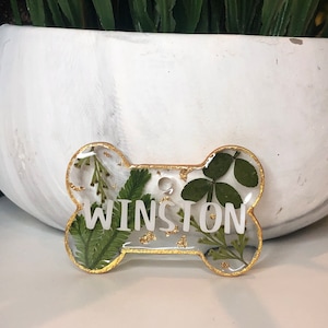 Personalized Pressed Flower Dog Tag for Dogs, Custom Pet ID Tag for ...