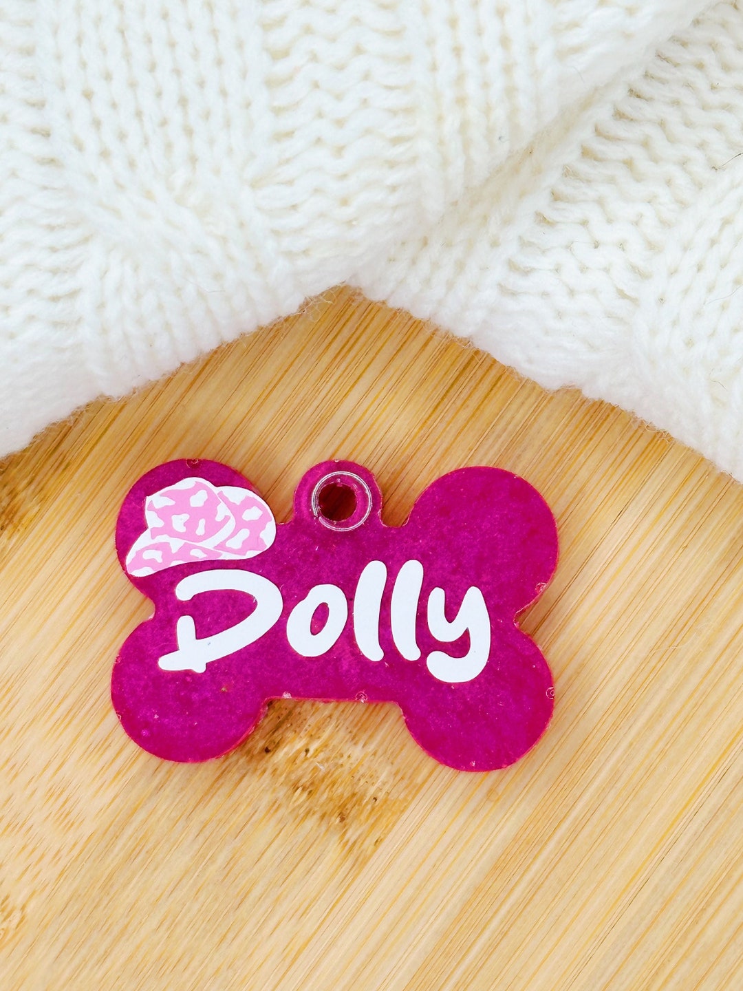 Cowgirl Resin Dog Tag, Pet ID, Pink Dog Tag, Custom Pet ID Tags, Dolly ...