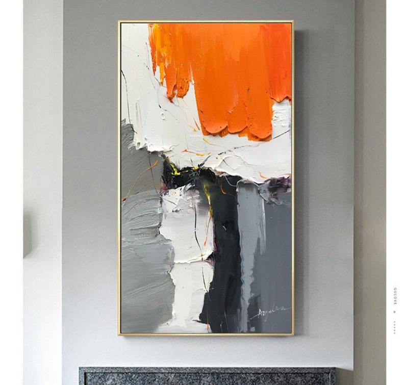 Large Orange Abstract Oil Painting: Heavy Texture Impasto Art - Etsy