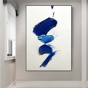 Blue Textured Painting, Blue Textured Art, Minimalist Wall Art, Blue ...