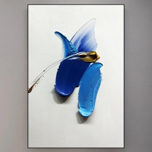 Blue Texture Minimalist Art, Navy Blue Wall Art, Gold Painting, Modern ...