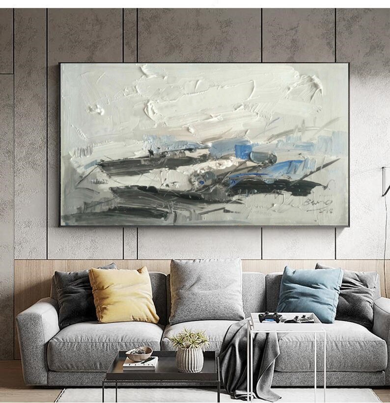 Minimal Abstract Canvas Art Gray Texture Painting Textured | Etsy