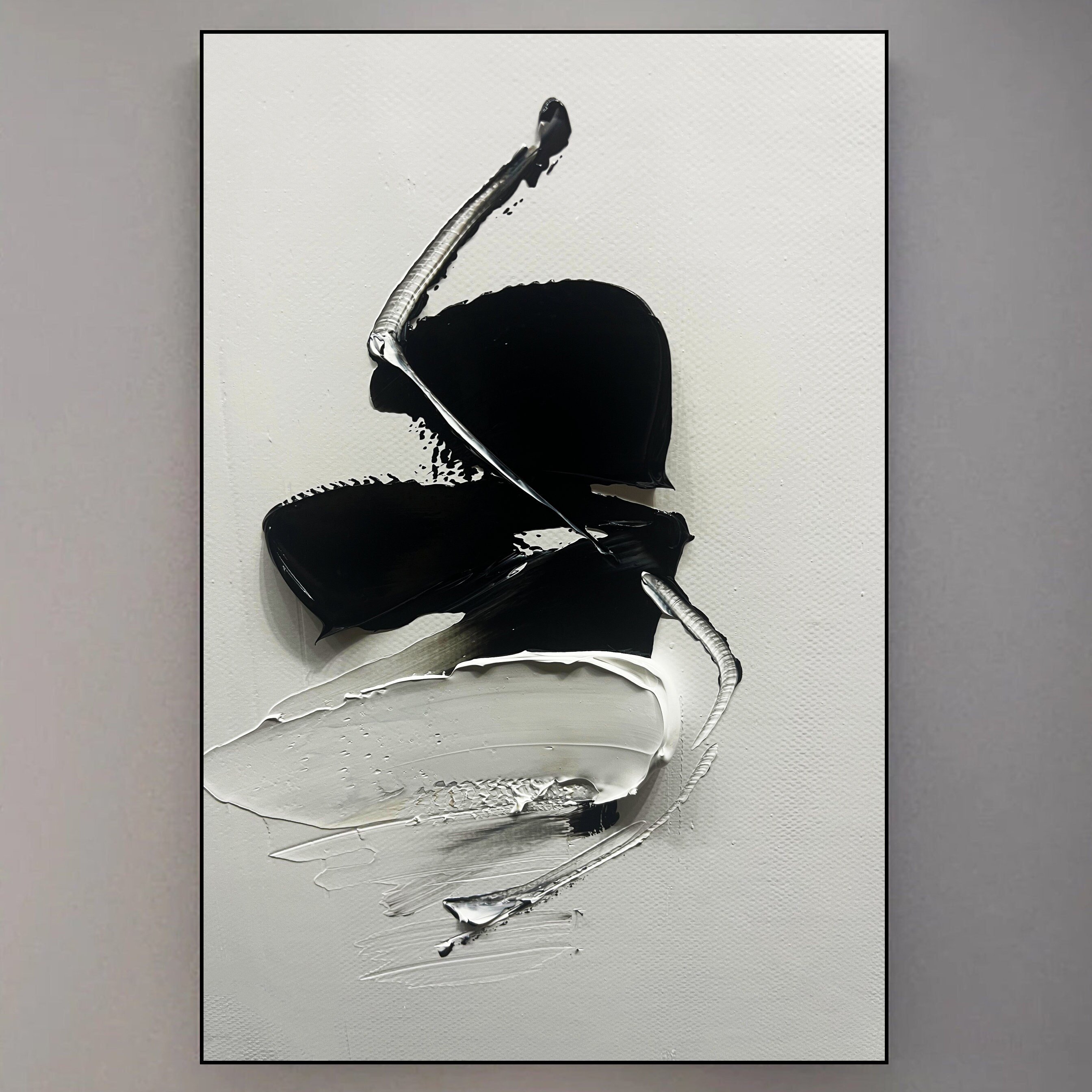 Textured Black White Abstract Painting Black White Wall Art - Etsy