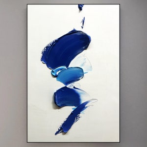 Blue Textured Painting, Blue Textured Art, Minimalist Wall Art, Blue ...